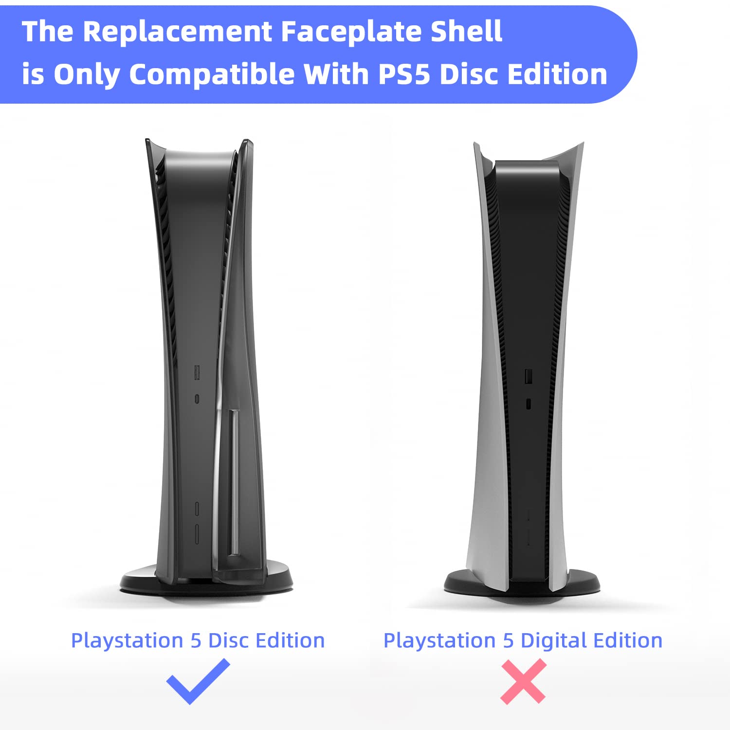 Mytrix 2 in 1 Translucent Black Faceplates for PS5 Disc Edition + RGB LED Light Strips Kit, Anti-Scratch Shockproof Plates Cover ABS Hard Replacement Shell for Playstation 5