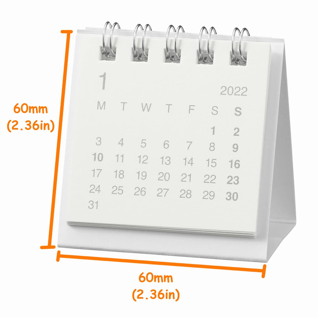 MUJI Desk Top Mini Calendar 2022 White 60 x 60mm Monday Start Bagasse Paper New