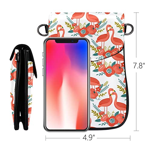 Small Crossbody Bag Flamingo Flower Cell Phone Purse Wallet