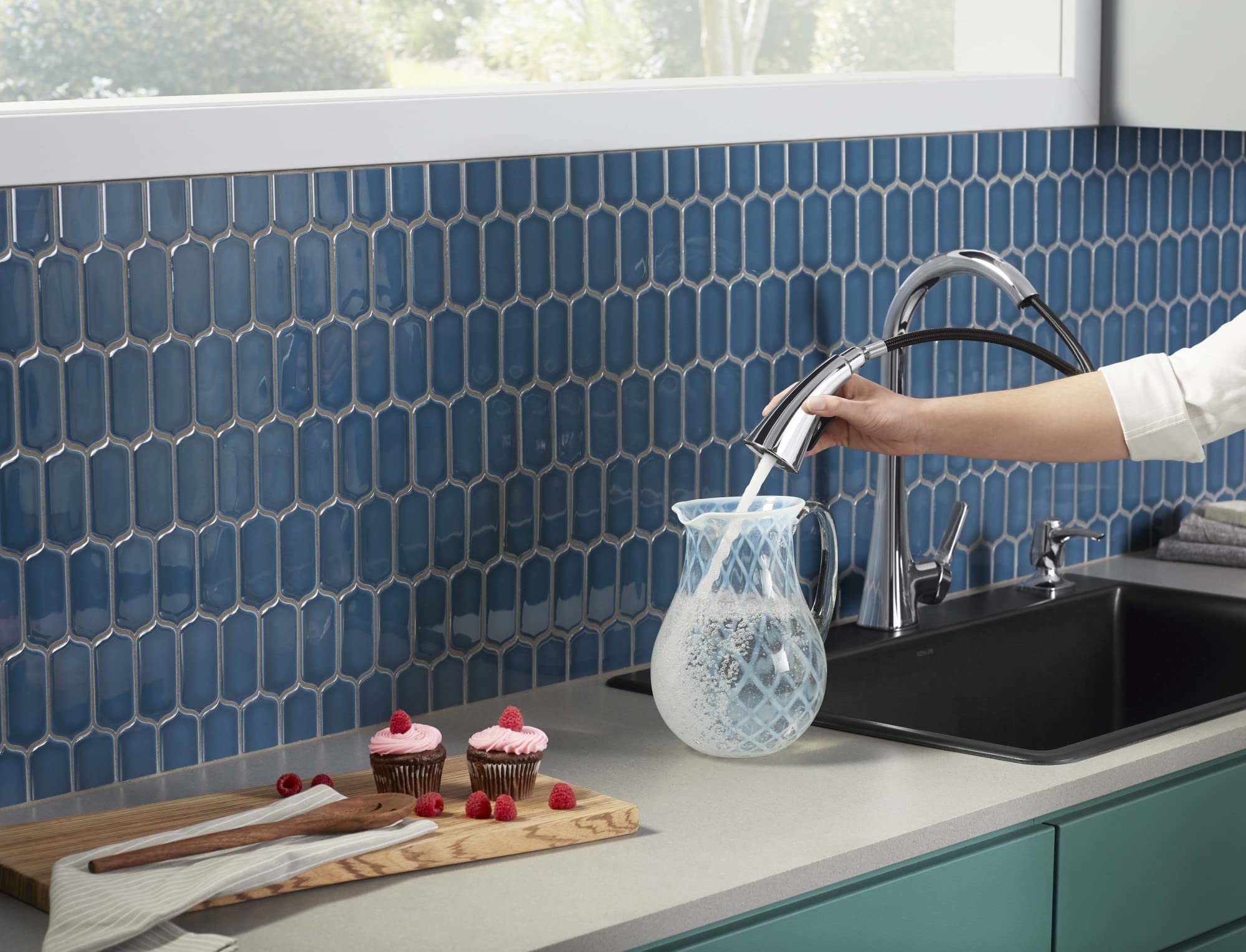 KOHLER R26281-SD-CP Maxton Touchless Pull-Down Kitchen Faucet with Soap Dispenser, Kitchen Sink Faucet with Pull Down Sprayer, Touchless Activation Faucet, Polished Chrome