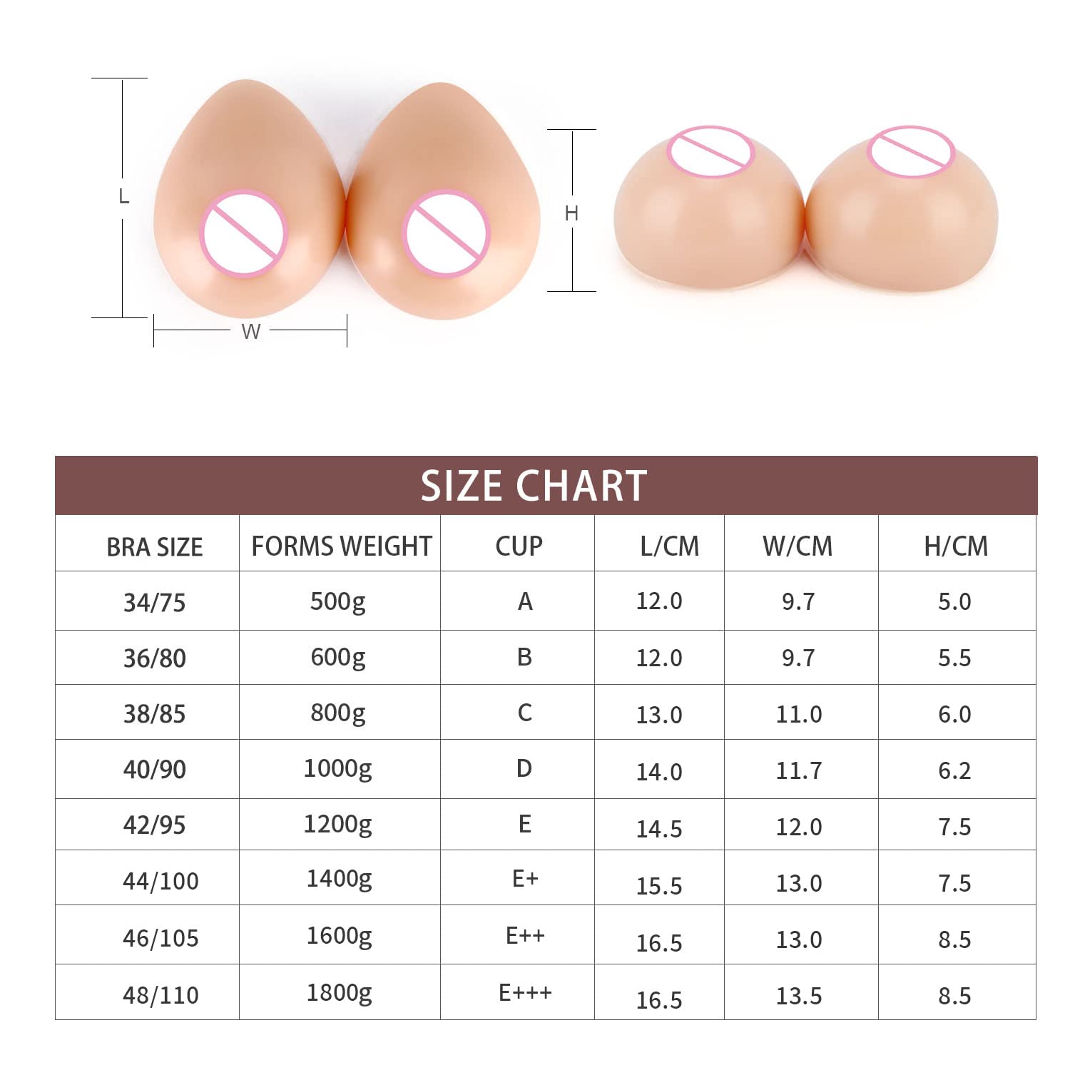 Lervanla Silicone Breast Forms with Pocket Bra inserts for crossdressers Prosthetic Breast for Transgender (A500, white)