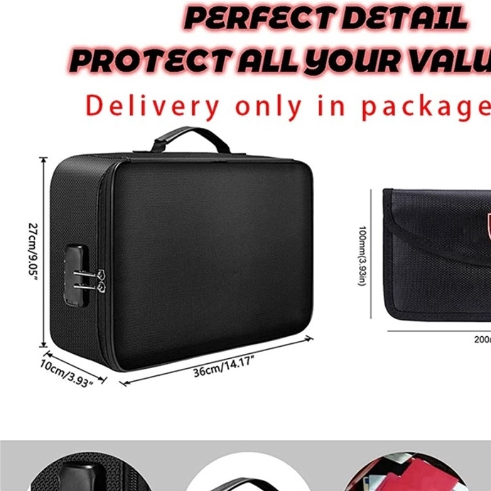 PRVDV Moving Boxes Medium Fireproof File Organizer Bags,Fireproof and Waterproof Document Box with Money Bag, Fireproof Safe Bag with Lock