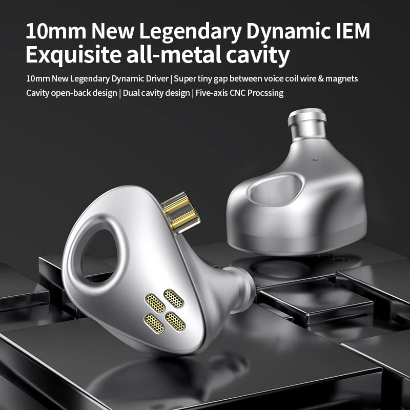 WJLYP CCA CXS Cavity Open-Back Design HiFi Metal Earphone Wired Sport Running Dynamic Headphone Music DJ Headset Earbuds (Silver with Mic)