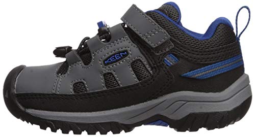 KEEN Little Kid's Targhee Low Height Hiking Shoe, Steel Grey/Baleine Blue, 8 LK (Little Kid) US