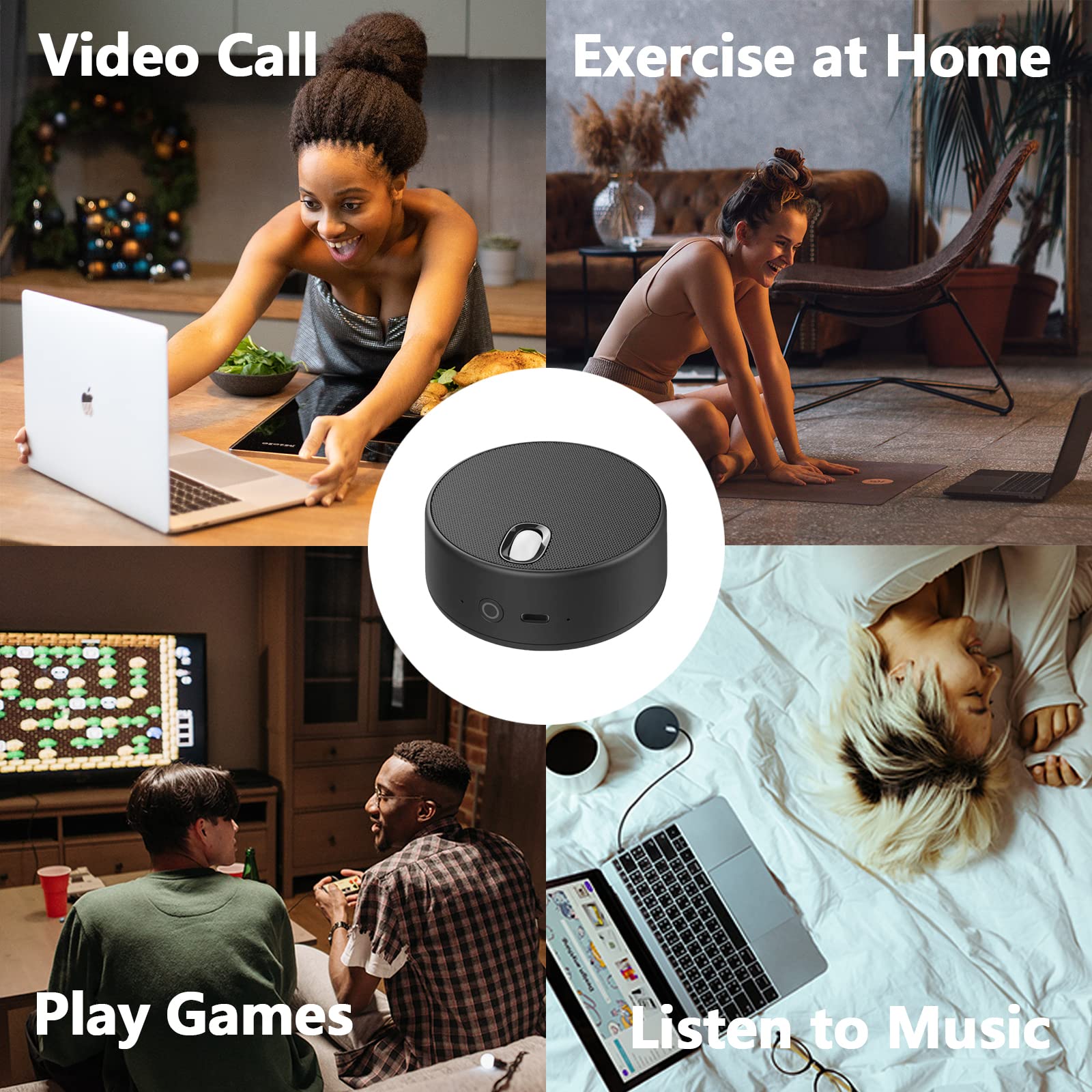 USB Computer Speakers, PC Speaker for Desktop, 360° Omnidirectional Mic Pick Up Voice, 3 Sound Modes, Noise Cancelling Speakers with Microphone for Video Meeting, Skype, Gaming, Zoom, Plug & Play