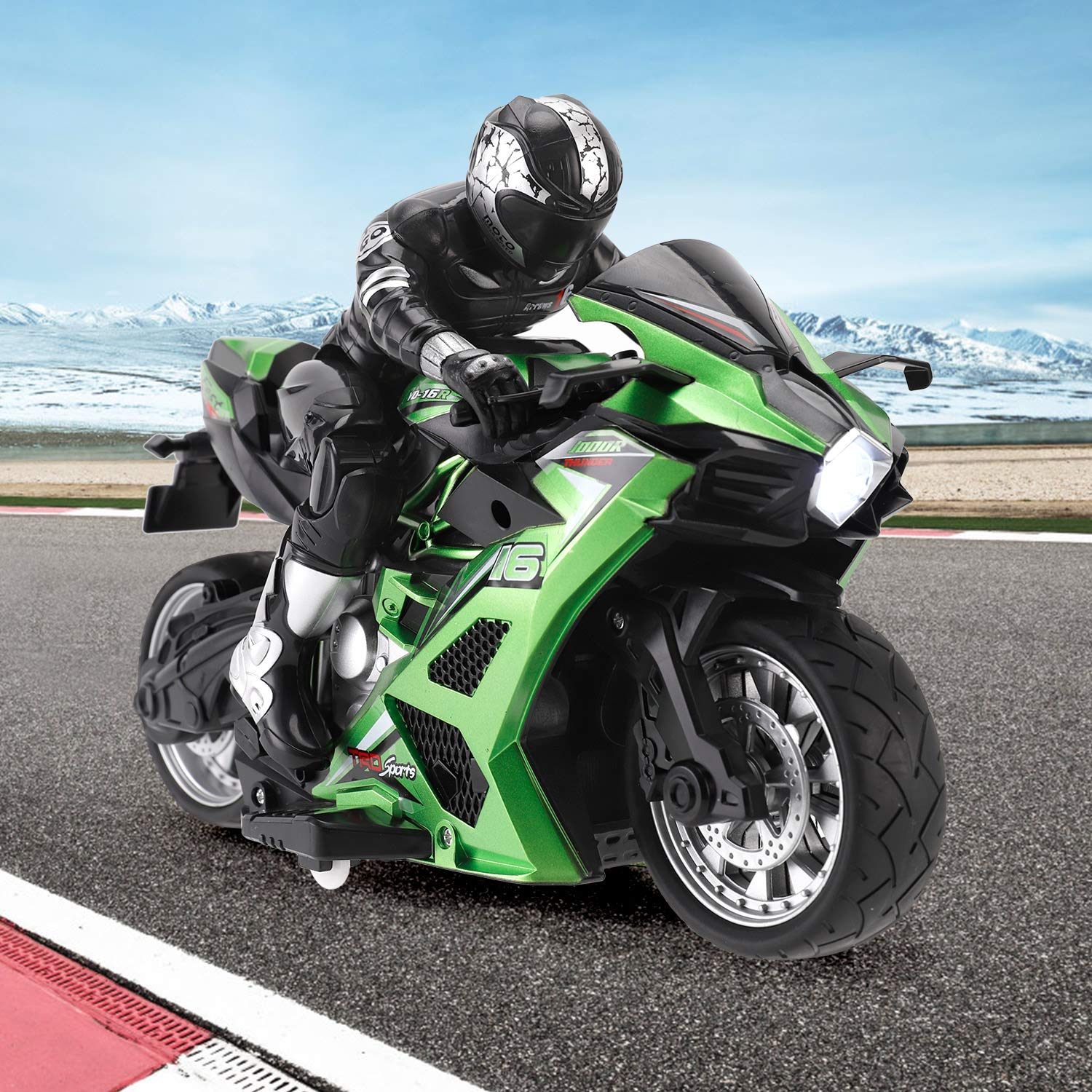Liberty Imports 2.4G 1/10 High Speed Cross Country RC Remote Control Stunt Motorcycle with Riding Figure