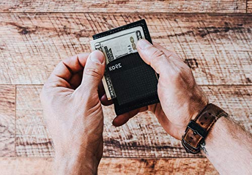 KORE Men's Slim Wallet + Carbon Fiber Money Clip [RFID Block]