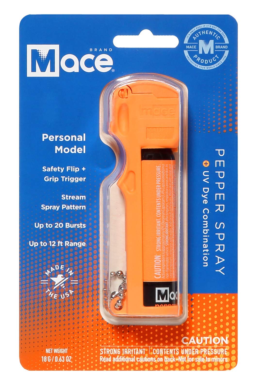 Mace Brand Personal Pepper Spray (Neon Orange), Normal