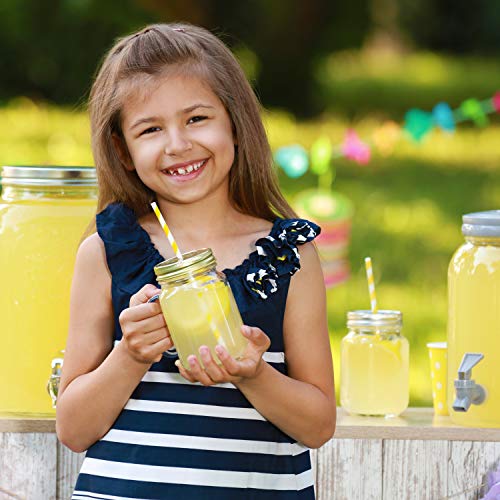 Party On Tap Yellow Straws - 150 Pack Of Lemonade Stand Supplies Or Lemonade Party Decorations - Yellow And White Straws
