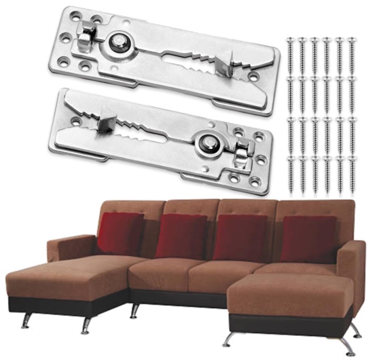 Mdkave 2 Pack Sectional Couch Connector Screws (with Mounting Screws) - Keep Your Sectional Sofa Stable and Firm