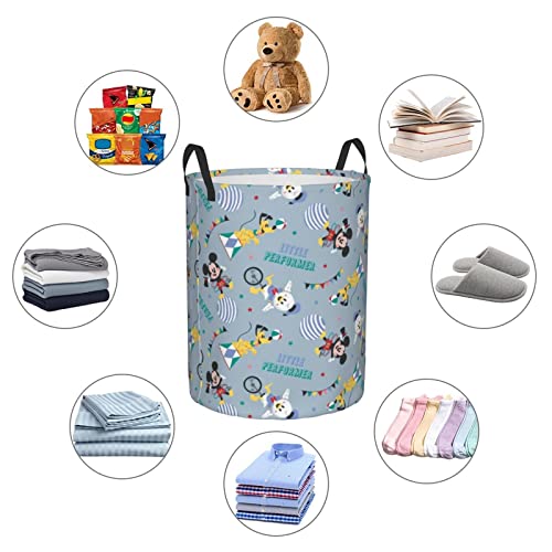 Ybovejuk Cute Large Laundry Basket fit Cartoon Character H4 Durable Waterproof Portable with Handle for Bedroom Room collapsible baskets Round Dirty Storage Clothes Circular hampers - M Black 4