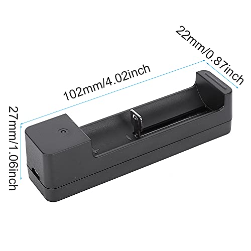 Vifemify Battery Charger, Black PC Universal Single Slot USB Battery Charger Adapter LED Intelligent Charging for Li ion Cell18650 26650 14500 Etc