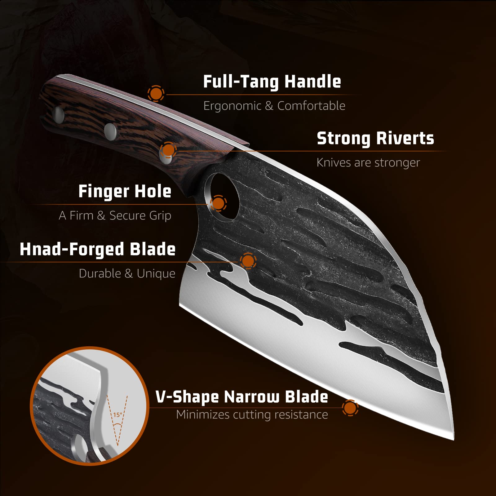 Upgraded Serbian Chef Knife Bundle with Cool Cooking Knives with Leather Sheath and Gift Box