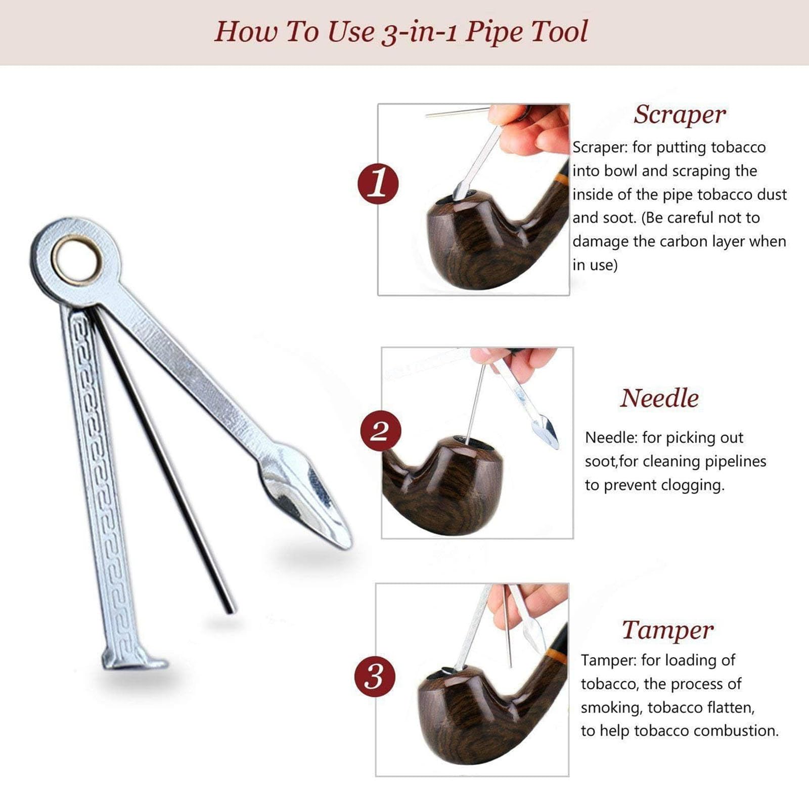 Joyoldelf Smoking Pipe, Luxury Tobacco Pipe with Leather Tobacco Pipe Pouch, Deepened & Windproof Tobacco Pipes for Smoking with 9mm Pipe Filter, Tobacco Pipe Stand and Smoking Accessories