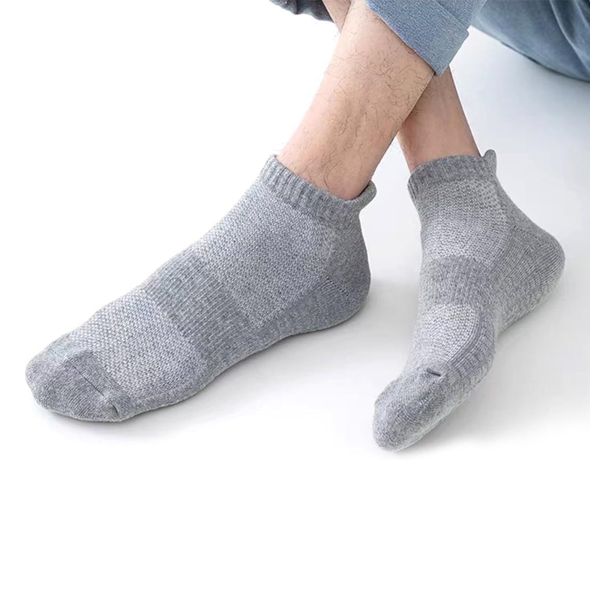 LEPUTA Men's Athletic Ankle Socks Mesh Breathable Cotton Crew Socks Boot Socks Low Cut Socks 6 Pairs