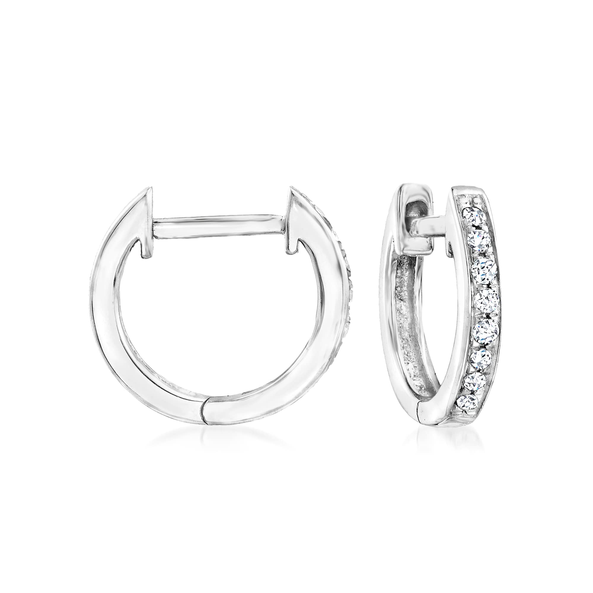 RS Pure by Ross-Simons 0.10 ct. t.w. Diamond Huggie Hoop Earrings in Sterling Silver