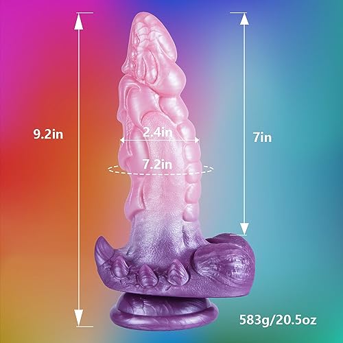 Large Realistic Dragon Dildo - 9.2'' Silicone Realistic Big Dildo, Soft Liquid Thick Dildo, Textured for G-spot Stimulator, Strong Suction Cup, Hands-Free Play, Suitable for Women, Men and Couples