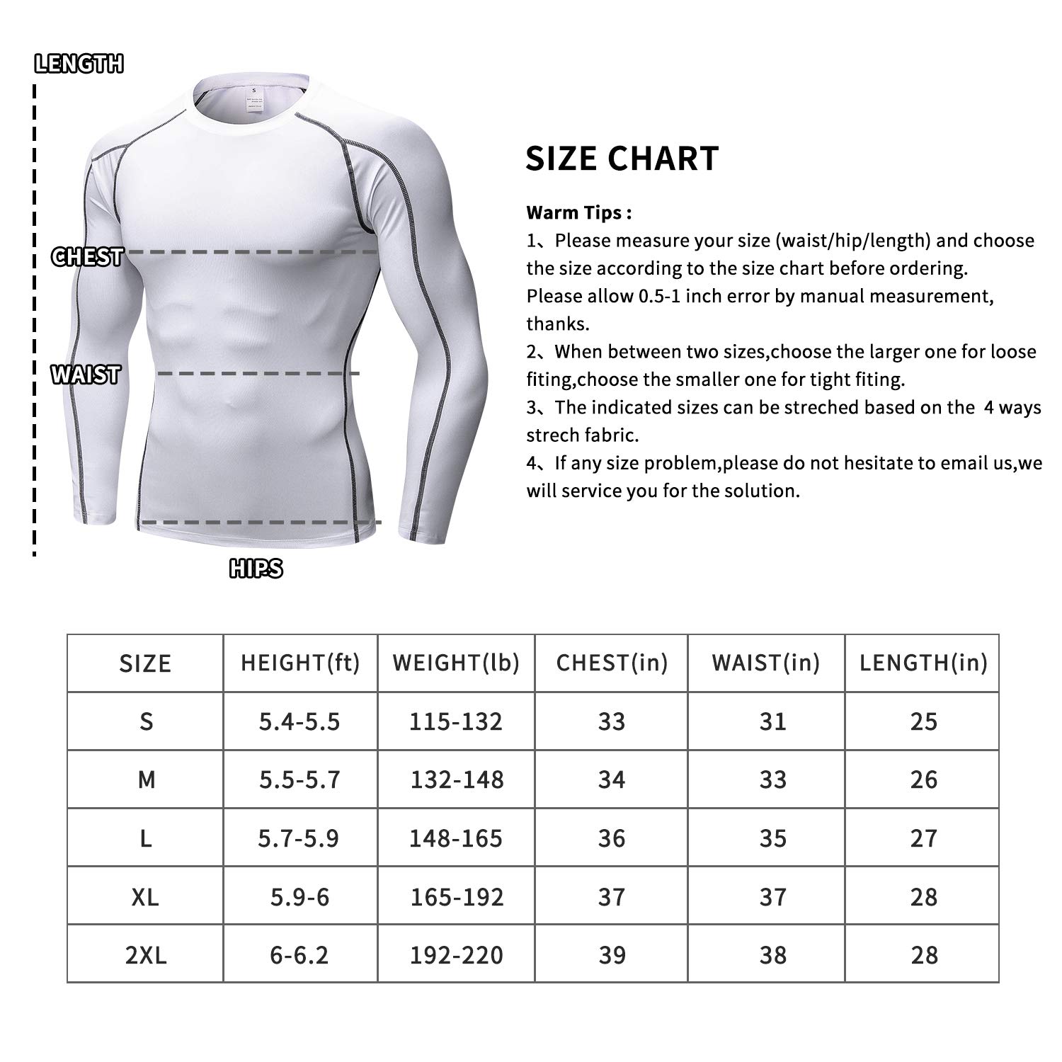 Queerier 3 Pack Men's Compression Shirts Long Sleeve Athletic Workout Tops Gym Undershirts Active Sports Baselayers, Blue + Orange + White