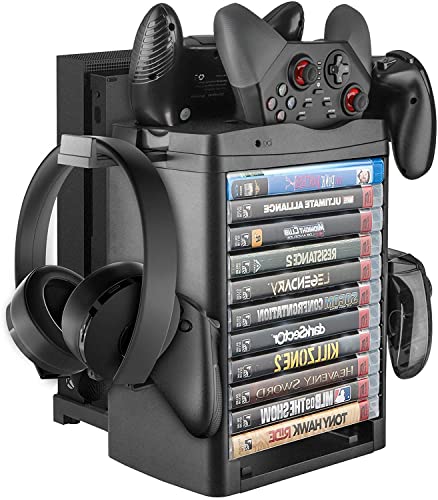 Linkstyle Charging Stand with Cooling Fan, Vertical Storage Stand for Xbox Series ONE/Slim/X Console, Dual Controller Charger Dock Station, 3 Controller Holder, 11 Game Slots, 1 Headset Stand