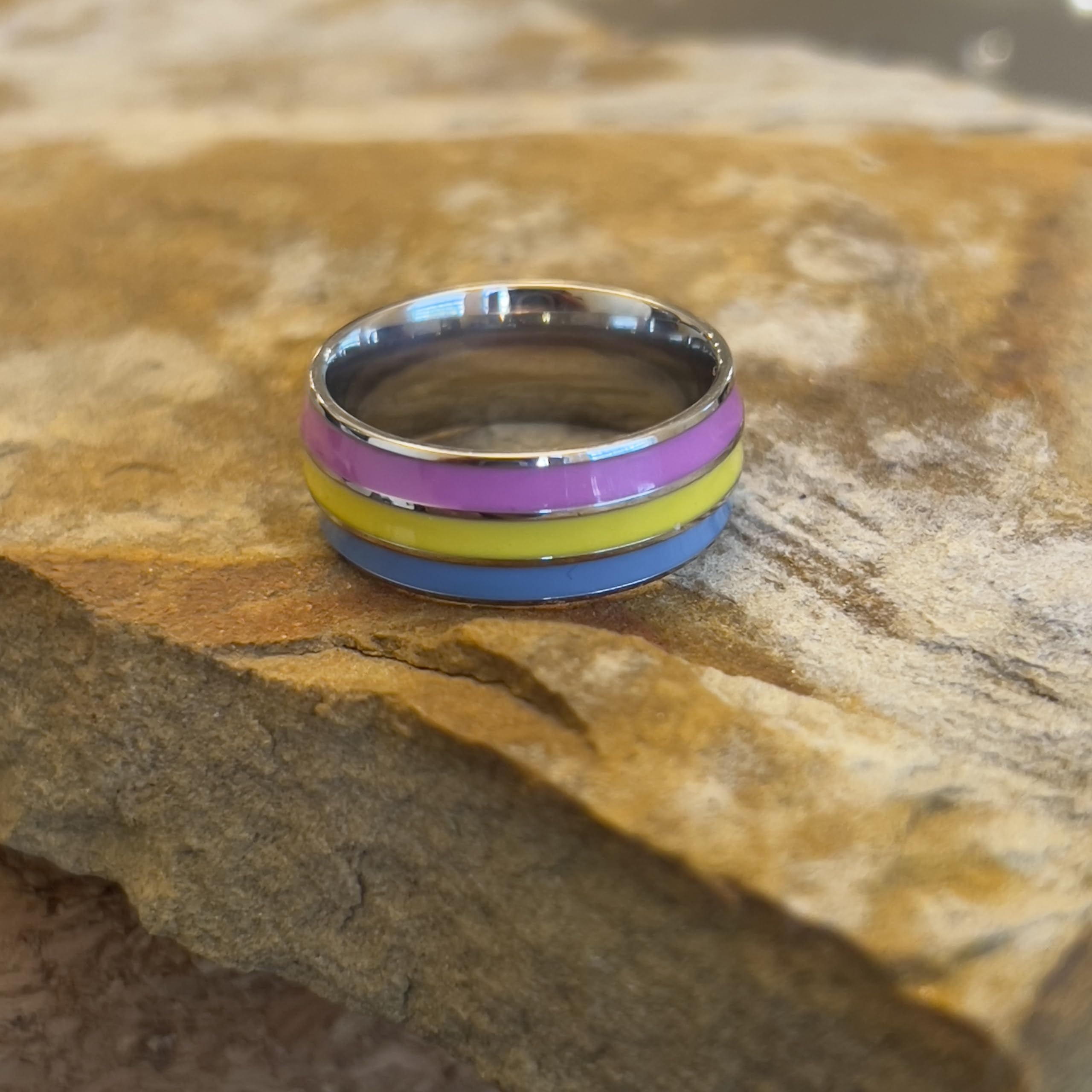 Pansexual Pride Stainless Steel Comfort Fit Ring (11)