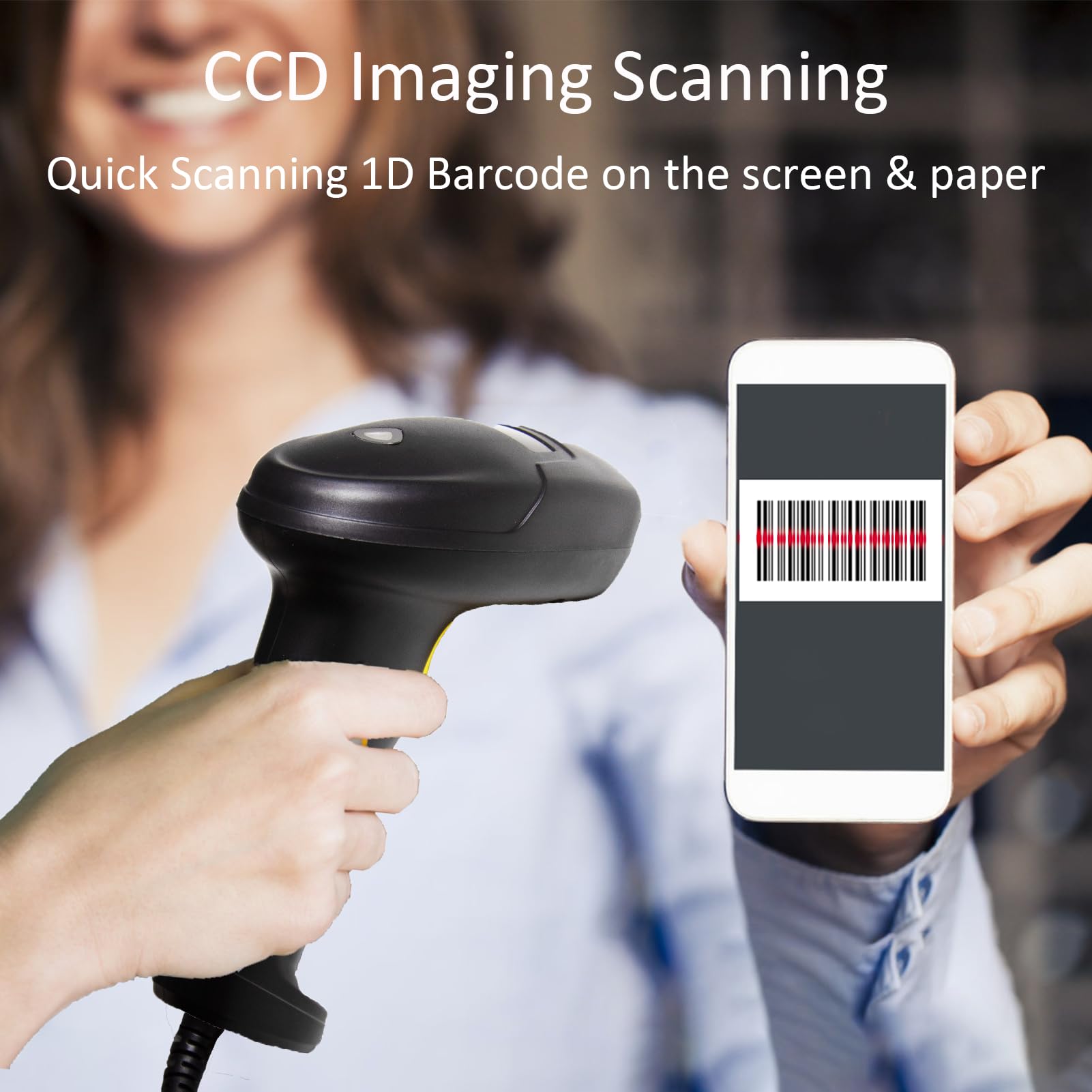 WODEMAX 1D 2D Barcode Scanner Wireless and Wired Handheld Barcode Scanner Compact Plug and Play Model Automatic Fast and Precise scanning Suitable for Warehouses, supermarkets, Libraries, etc