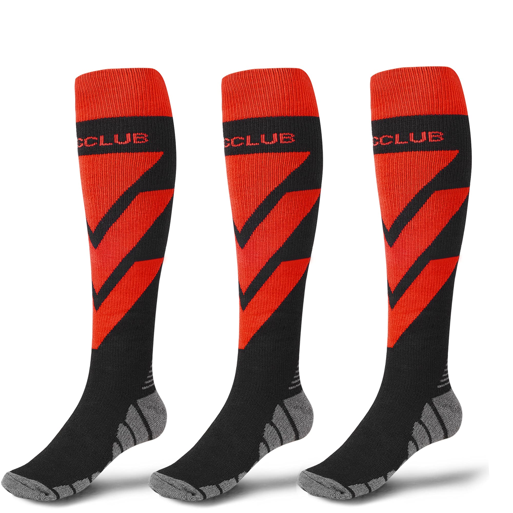 MUSAN Wool Ski Socks,Extra Warm Knee High Performance Snow Skiing/Snowboard Socks in Outdoor,Fit for Men and Women,19RED-3Pack, Size:M
