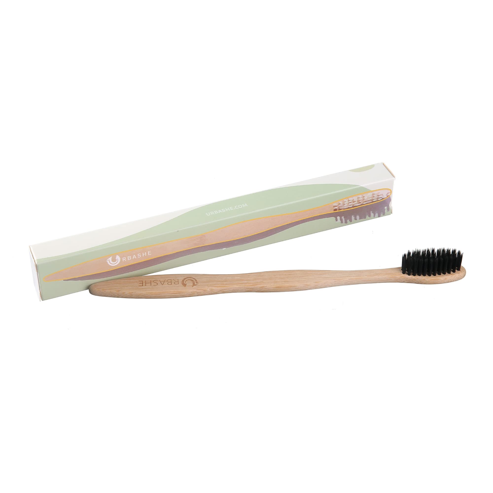 URBASHE Bamboo Toothbrushes (4 Pack) | BPA Free Soft Firm Bristles Eco-Friendly Travel Toothbrush, Natural Toothbrush Set Biodegradable, Compostable & Organic Charcoal, White,brown (BT01)