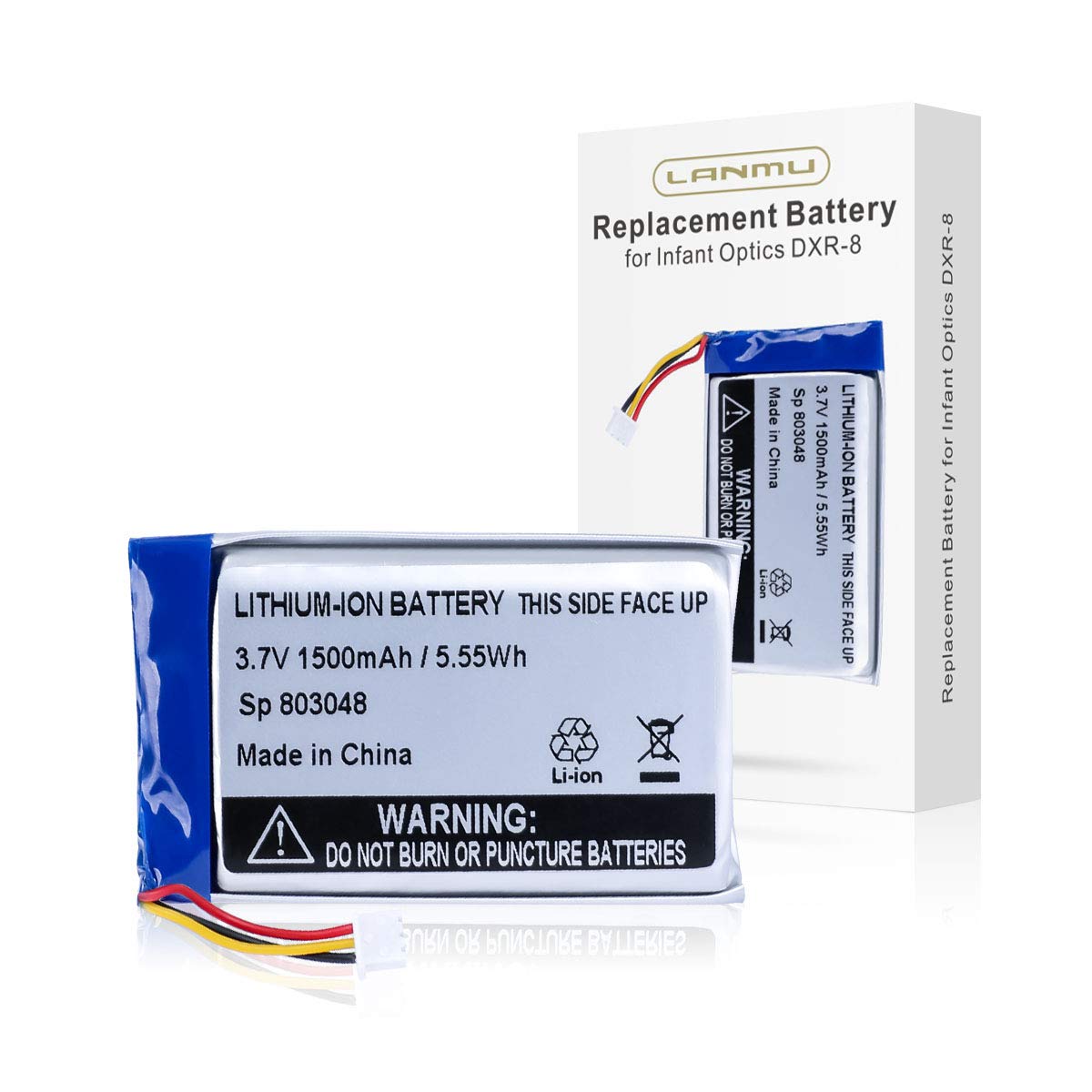 LANMU Replacement Sp 803048 Battery Compatible with Infant Optics DXR-8 Baby Monitor (Monitor Unit)