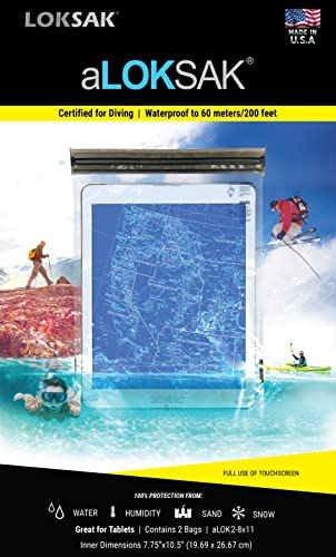 LOKSAK - aLOKSAK Waterproof Cellphone Dry Bags - Airtight Underwater Phone Pouch - Touch Screen Compatible - Diving Certified (2 Pack - 8in x 11in)