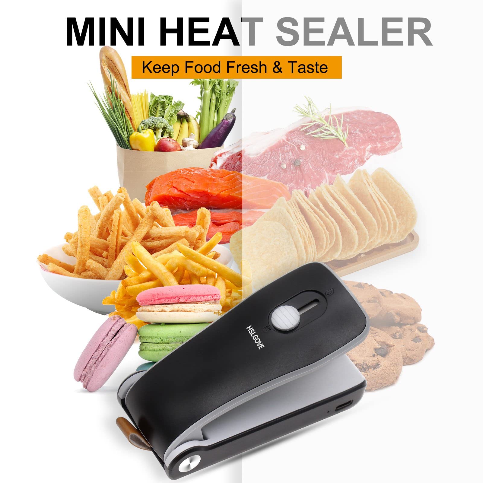 Mini Bag Sealer, USB Rechargeable Portable Bag Sealer Heat Seal with Cutter Heat Chip Bag Sealer