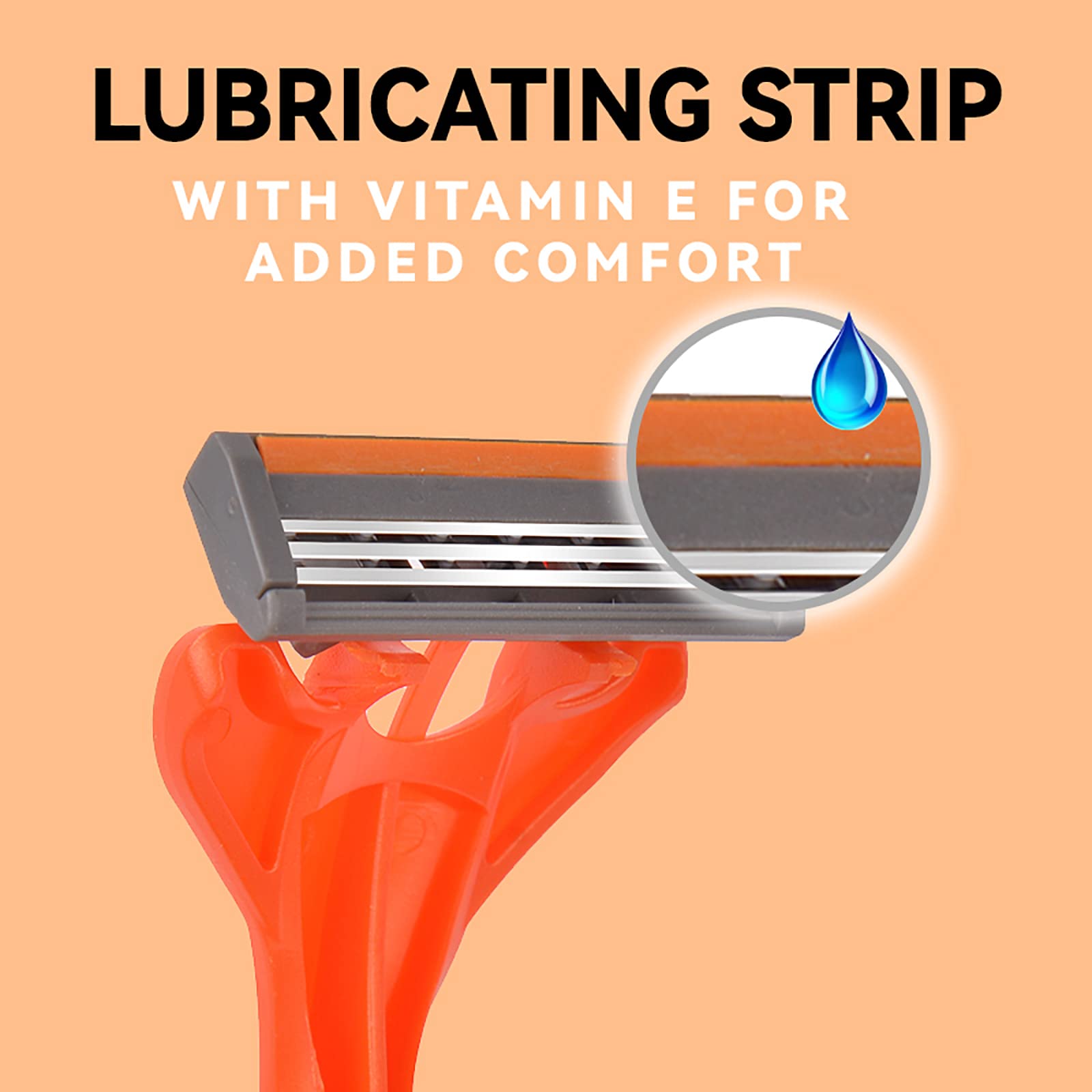 V.CR Brand Disposable Razors, Shaving Razors,Triple Sharp blades with Lubricant Strip, Stainless Steel, Pivoting Head,Orange, 60Count Total