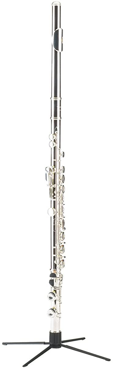 Liyafy Portable Flute Stand Holder Metal Foldable Support 4-Leg Stand Wind Instrument Accessory Black