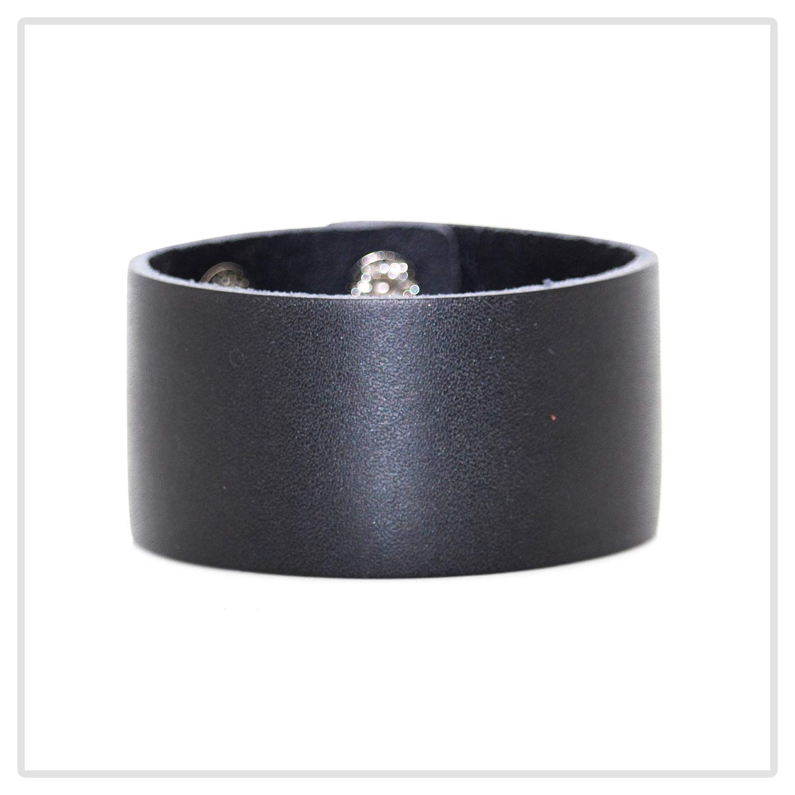 Mgutillart Punk Metal Buckle Wristband Wide Leather Cuff Bracelet(Black)