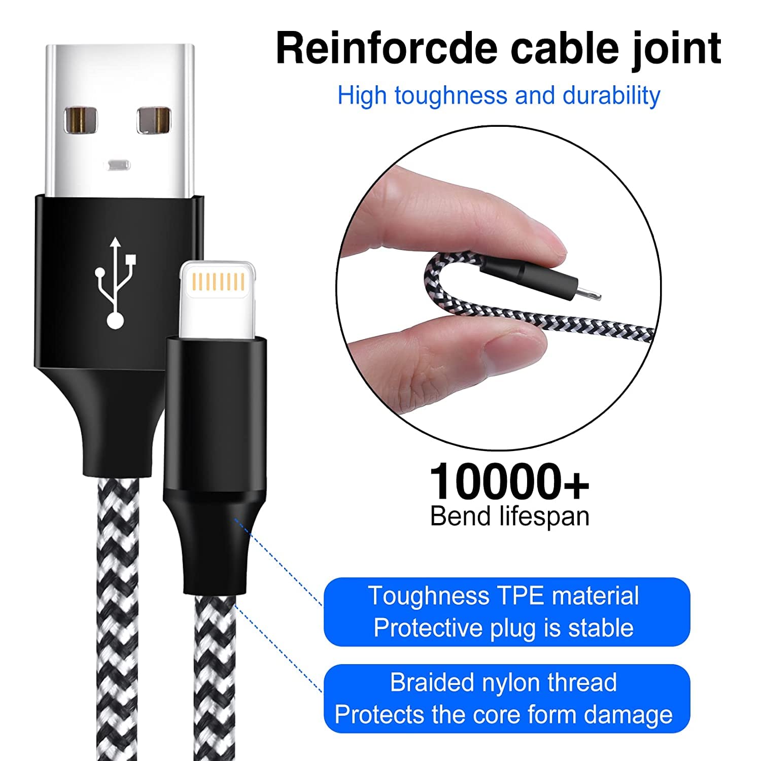 SpeedScope iPhone Charger Cable Cord,Lightning Charging Cable [MFi Certified] 5Pack 6FT Quick Charger Charging Cable Cord for iPhone 14/13/12/12 MiNi/11 Pro/XR/XS/X/8/7/6/5/SE/iPad Air/AirPods