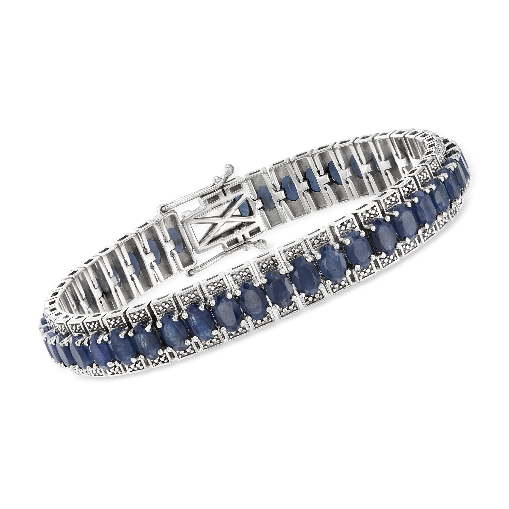 Ross-Simons 25.00 ct. t.w. Sapphire Tennis Bracelet in Sterling Silver. 7 inches