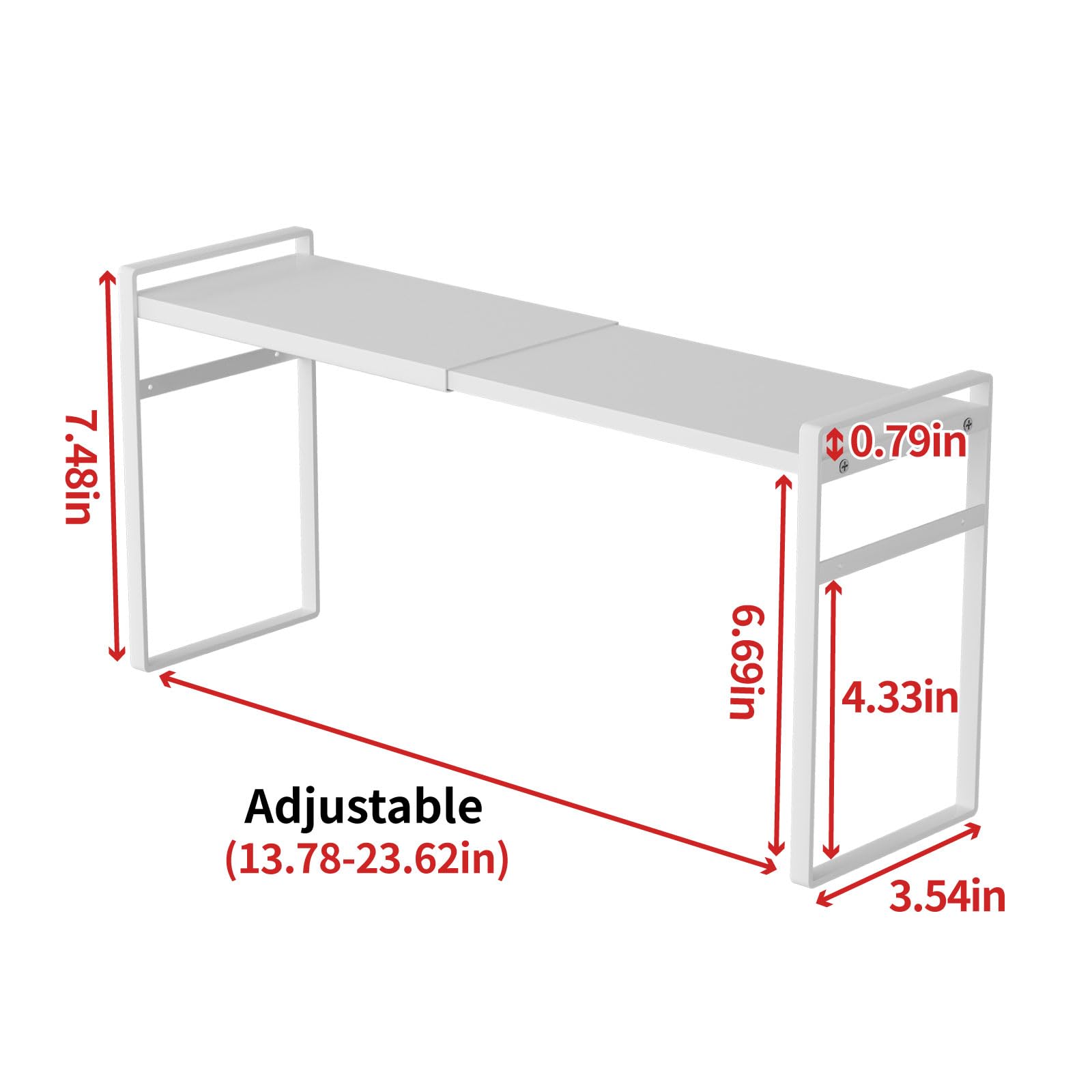 WOCHUANGSI 1pcs Medicine Cabinet Organizer Stretchable Storage Box For Bathroom Stackable Mirror Cabinets Vanity Small Narrow Shelf Slim Trays Holder (White, Normal)