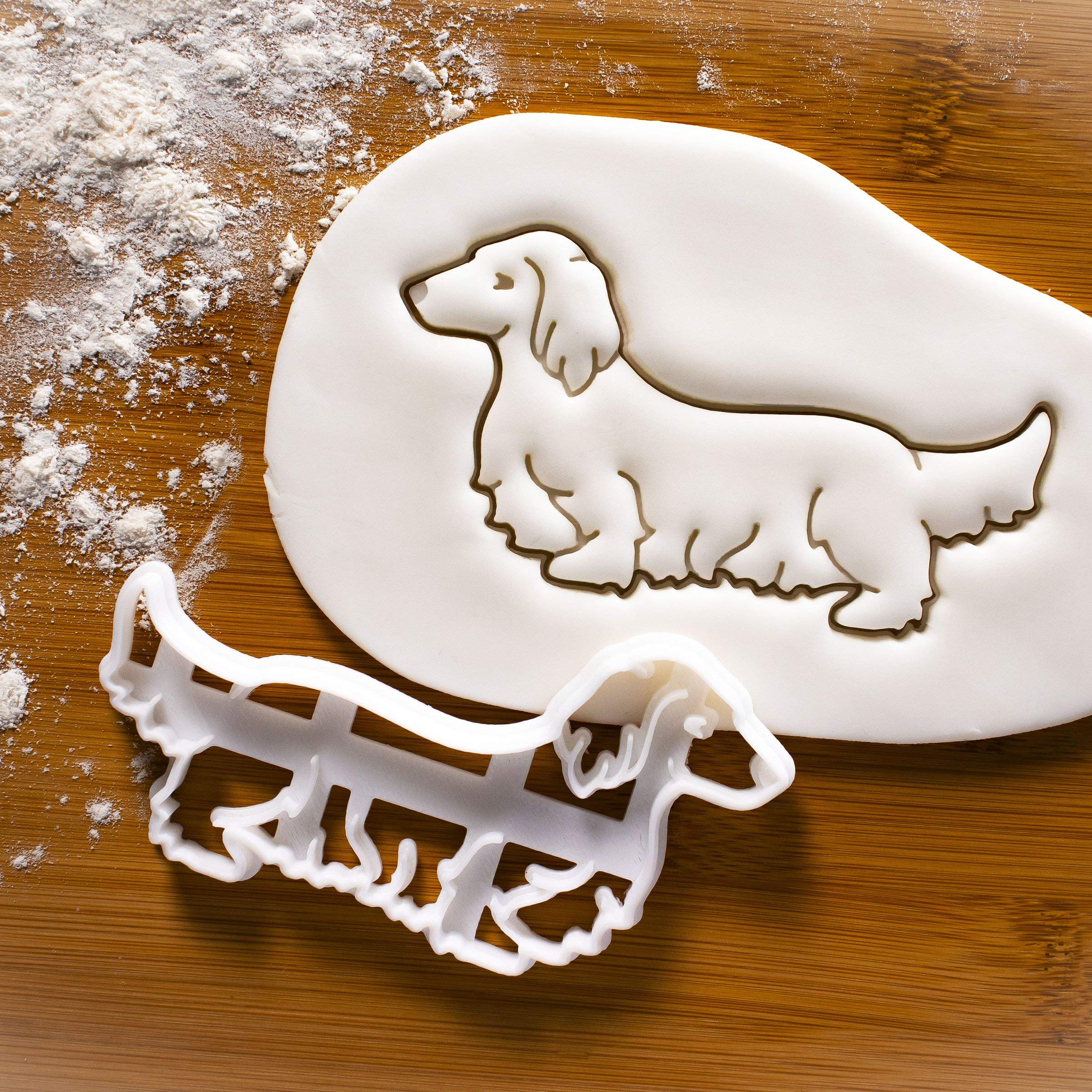 Set of 2 Long Haired Dachshund cookie cutters (Designs: Body & Face), 2 pieces - Bakerlogy