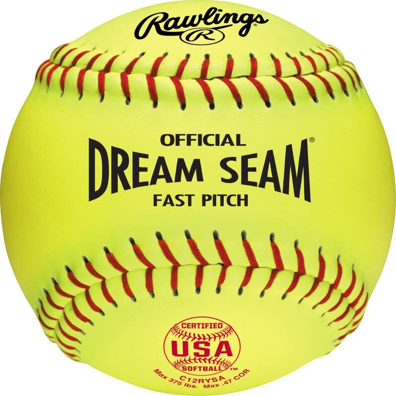 Rawlings Official Dream Seam Fastpitch Softballs 12" USA ASA NFHS C12RYSA 1 Count