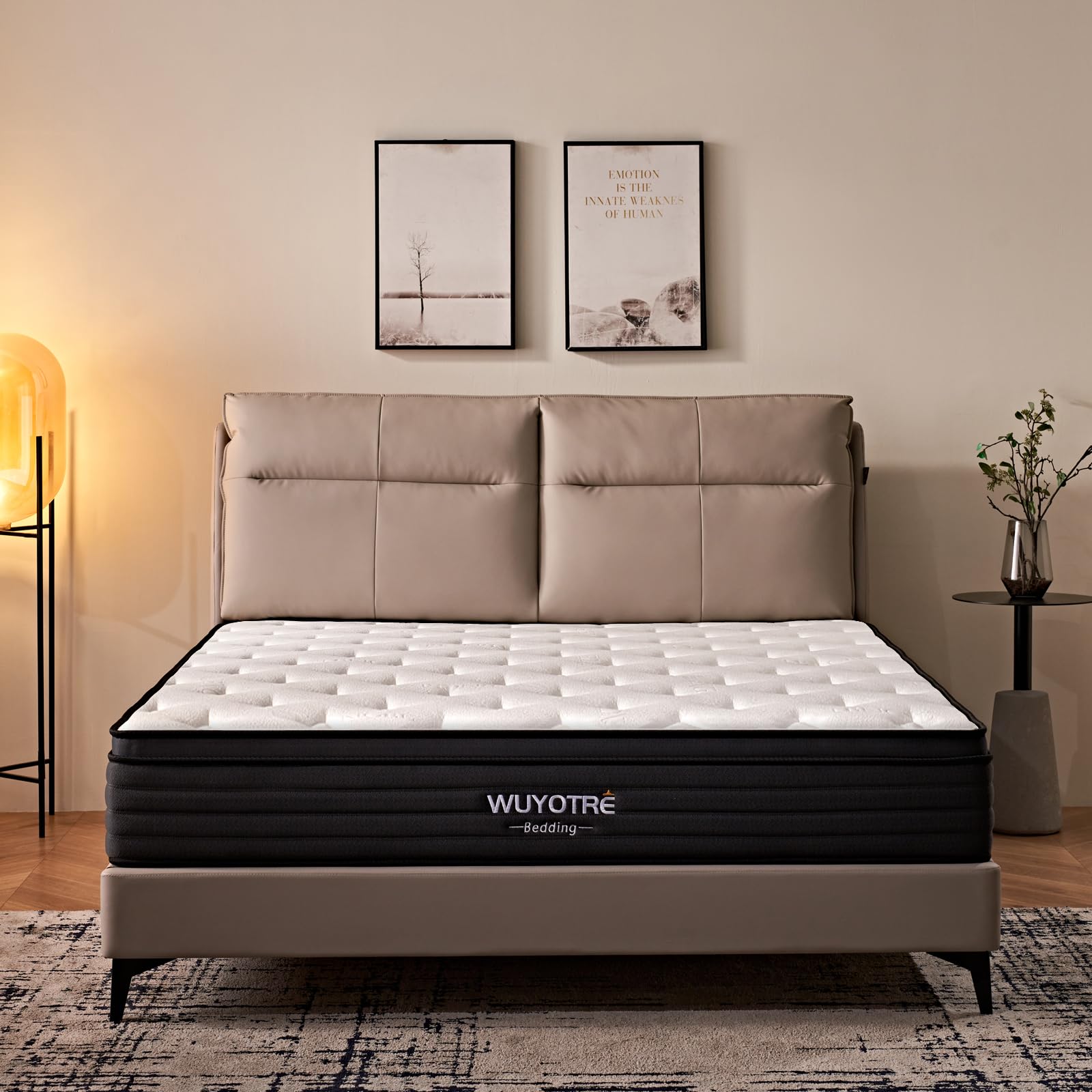 WUYOTRE Queen Mattress, 12 Inch Queen Size Hybrid Mattress in a Box,Cooling Memory Foam Bed Mattresses with Independent Spring,Soft and Breathable,Back Pain Relief,CertiPUR-US,Medium