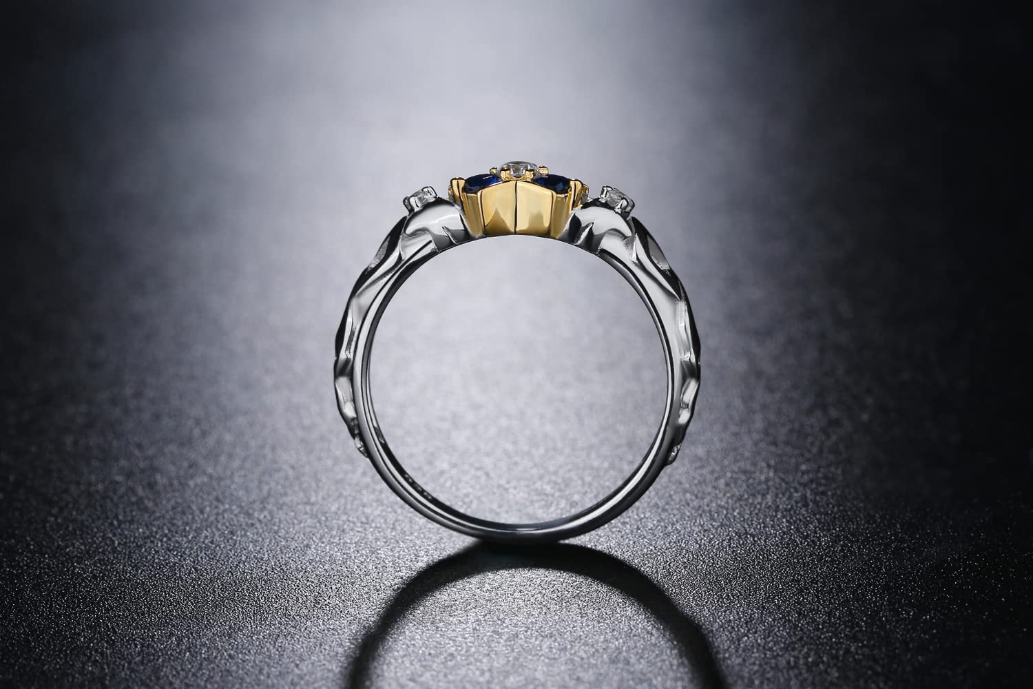 Purreen Zelda Zora's Sapphire Ring 18K Gold & Rhodium Plated Sterling 925 Silver β 5
