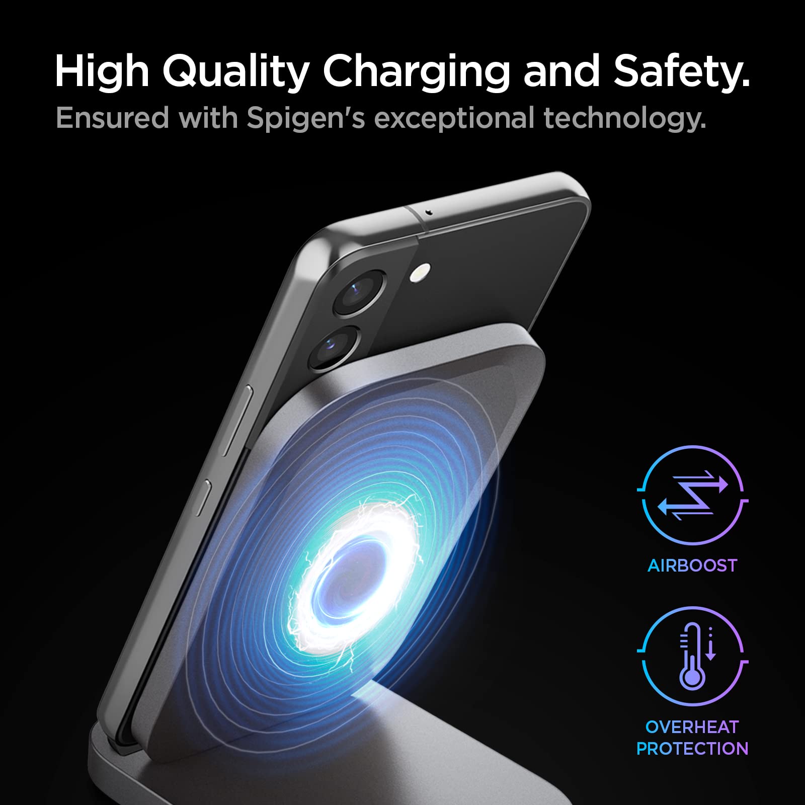 Spigen ArcField 15W Super Fast Wireless Charger Stand with Spigen PPS 25W PD 27W USB C Wall Charger