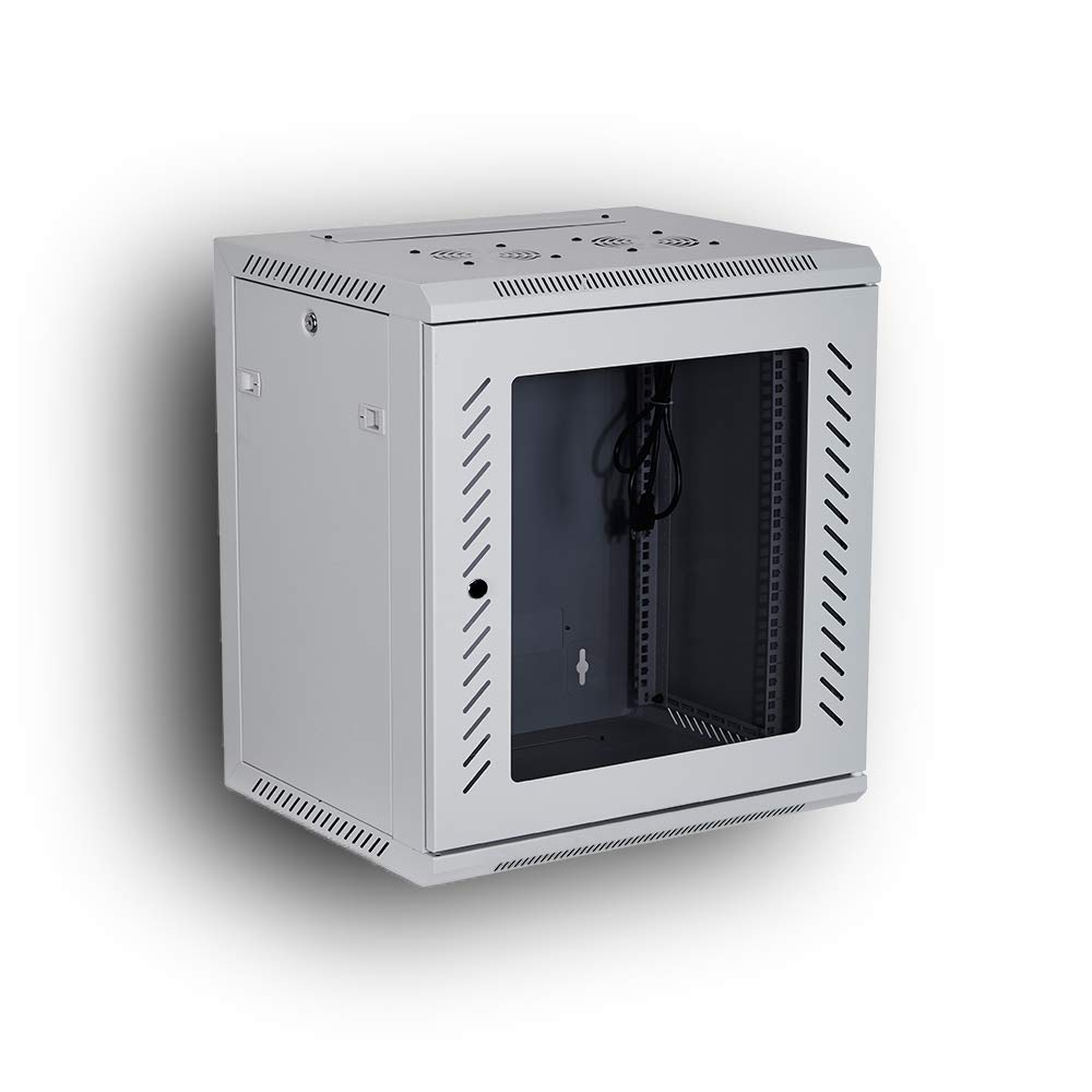 KENUCO [Fully Assembled] Deluxe IT Wall Mount Cabinet | Server Rack | Data Network Enclosure 19-Inch Server Network Rack with Locking Tempered Glass Door (White 06U)