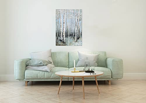 YHSKY ARTS Birch Tree Canvas Wall Art - Abstract Forest Paintings with Textured - 2 Pieces Nature Pictures for Living Room Bedroom Bathroom Decor