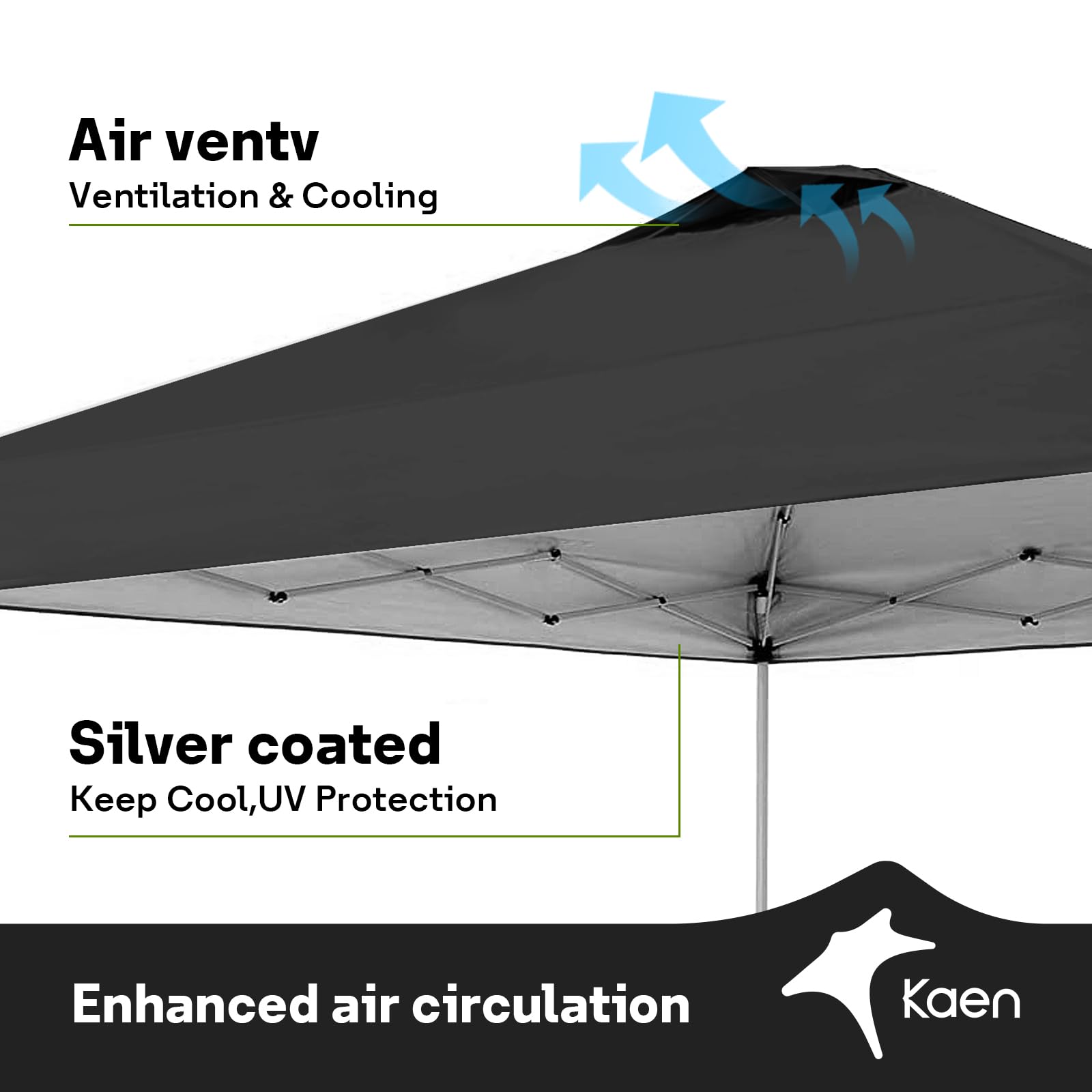 Kaen 10x10 Pop Up Canopy with Adjustable Height, Waterproof and UV-Resistant Shelter, 10x10 FT Pop Up Canopy with 4 Side Walls Instant Shade Canopy Tent for Outdoor Events, Camping and Beach (Black)