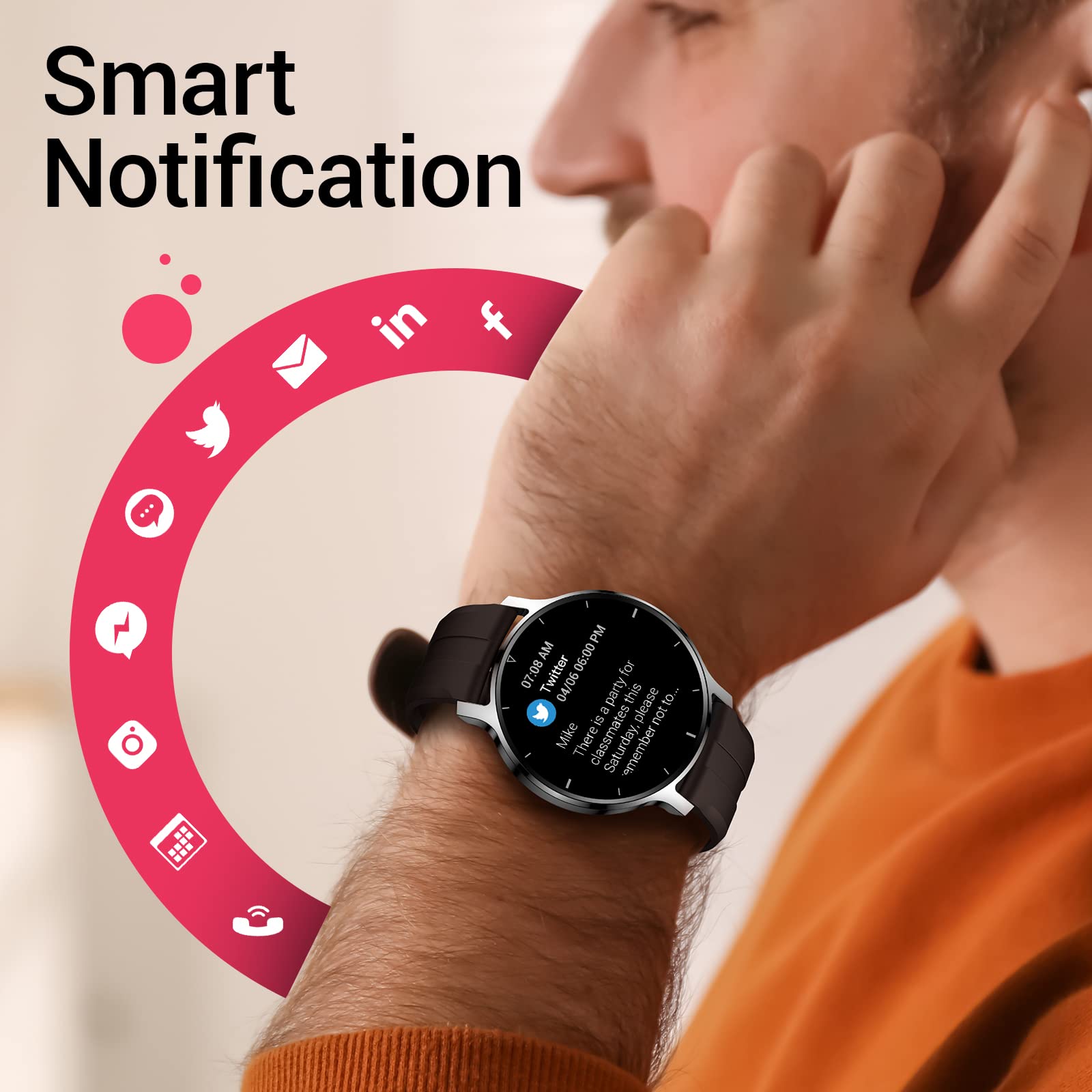 Smart Watch for Women, IP68 Waterproof 14 Sports Mode, 1.3'' HD Touch Screen Fitness Tracker with Flashlight & Interactive Button for iOS 11.0 & Android 6.0, 24/7 Monitor & Heart Rate & Sleep & SpO2