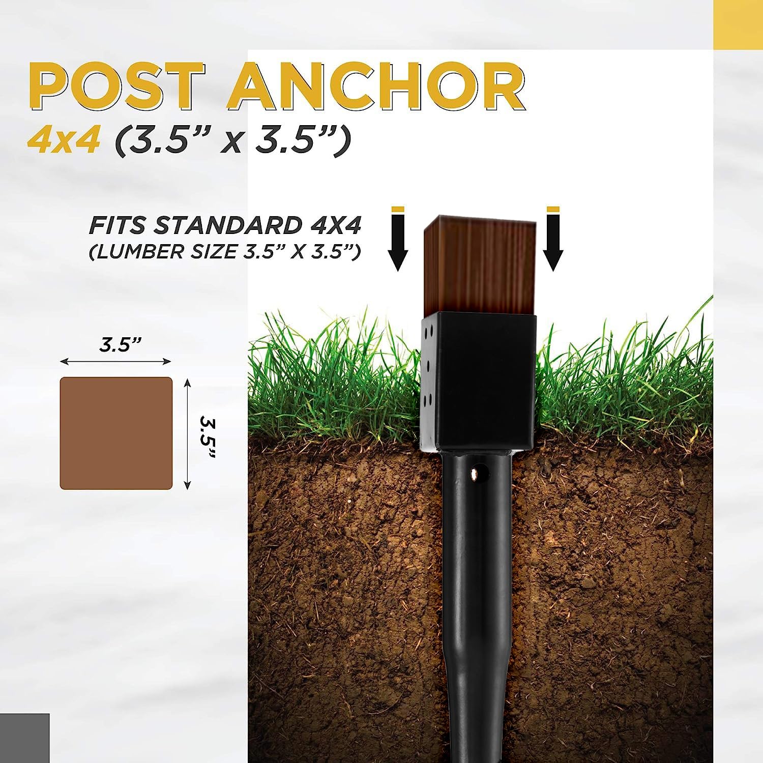 LADECH Premium No Dig Ground Anchor β DIY Screw in Post Stake β 27 Inch β Fits Standard 4x4 Post (3.5" X 3.5" Inch) β Great for Mailbox Posts and Fence Posts (Set of 1)
