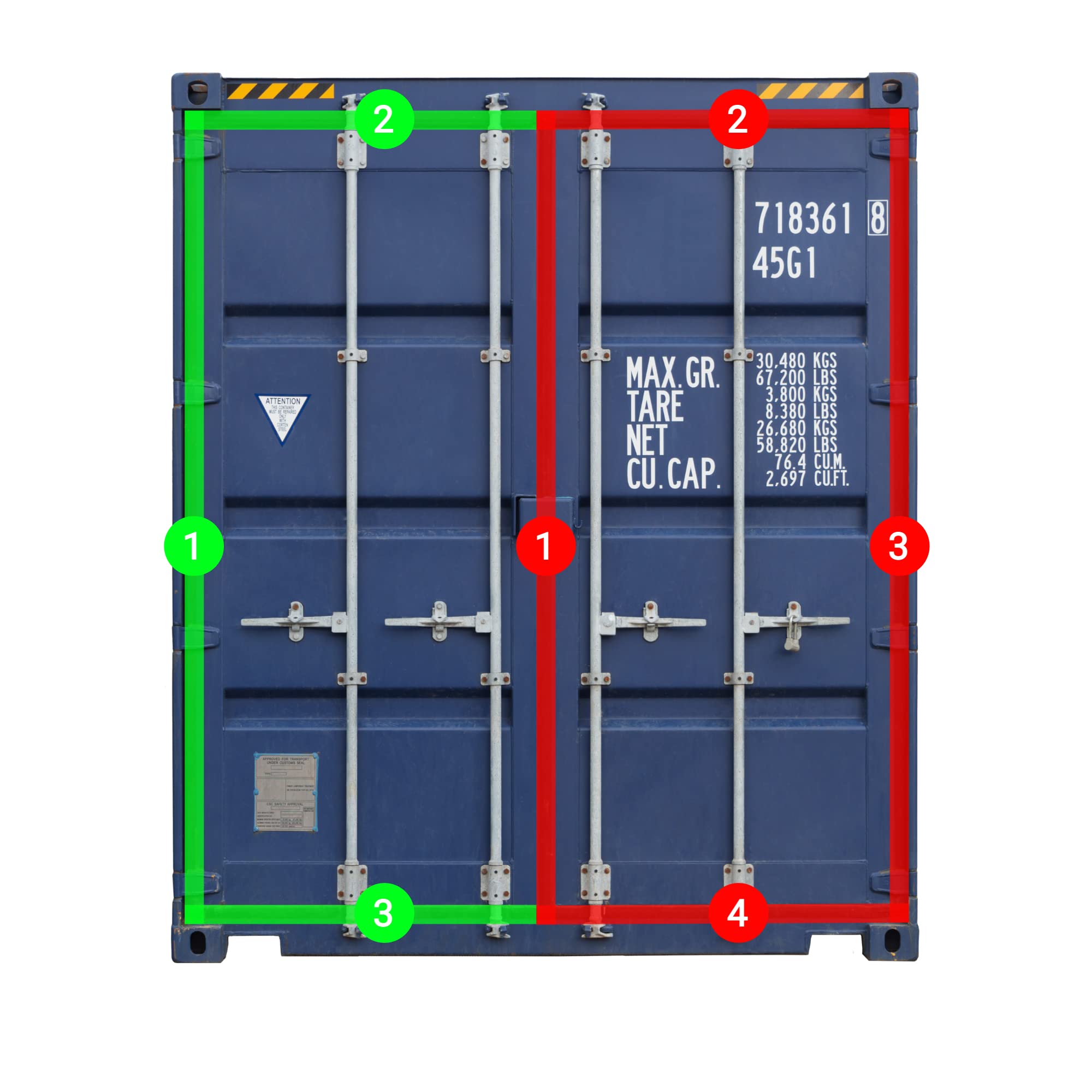 Shipping Container Door Seal Gaskets | Container Rubber Door Seals (3 - Sided 8 ft 6β Left Hand Side)