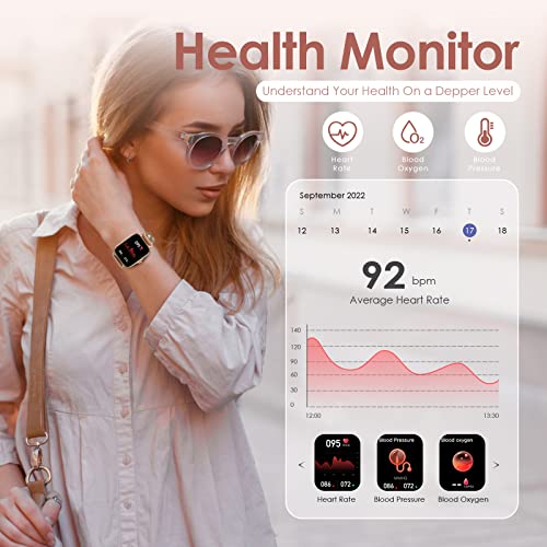 Smart Watch for Women Bluetooth Dial Call Speaker Fitness Tracker with Heart Rate Monitor Sleep Tracker Pedometer Smartwatch 1.69" HD Full Touch Screen Activity Tracker Watch for iPhone Android