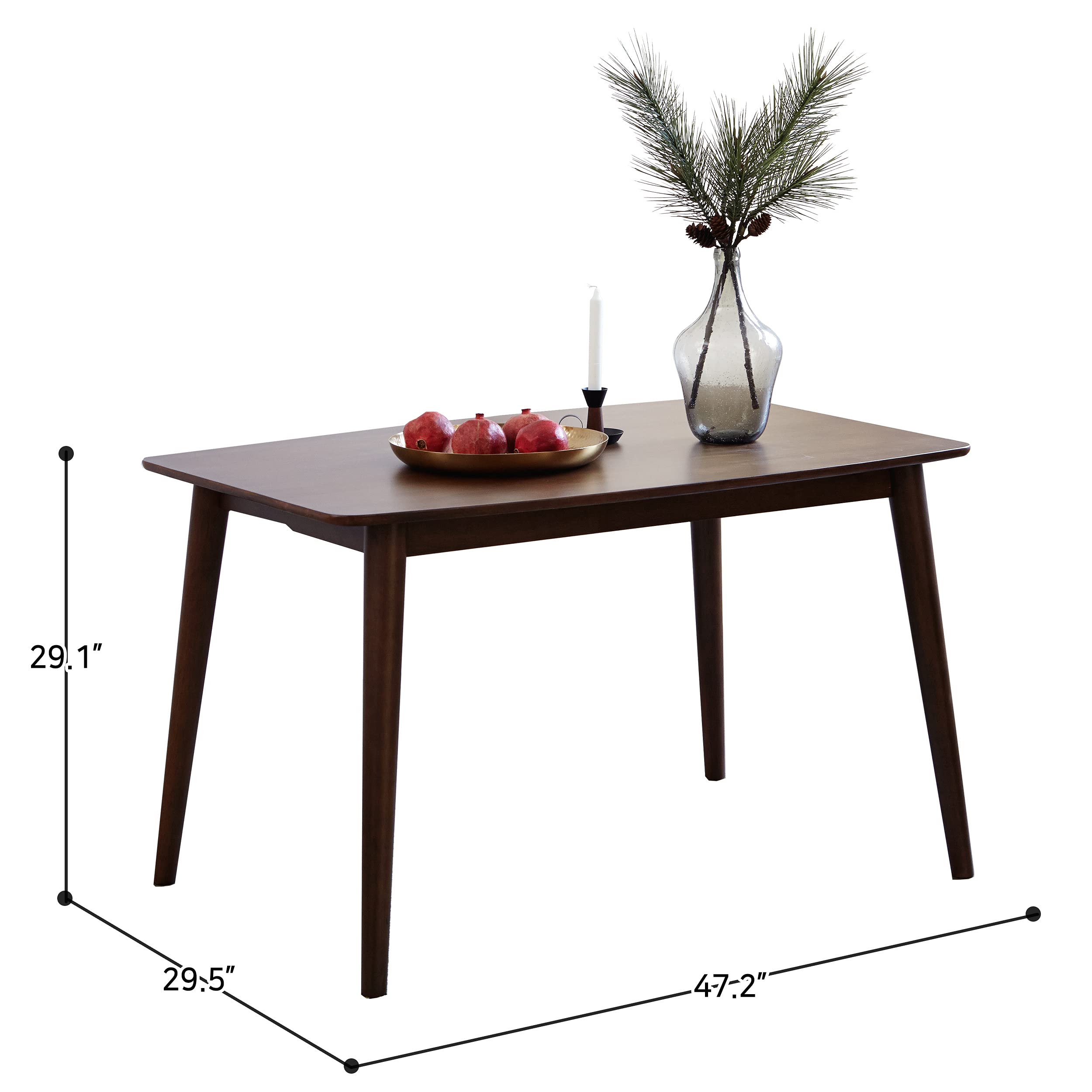 Livinia Aslan 47.2" Dining Table/Mid Century Modern Solid Rubber Wood Kitchen Table