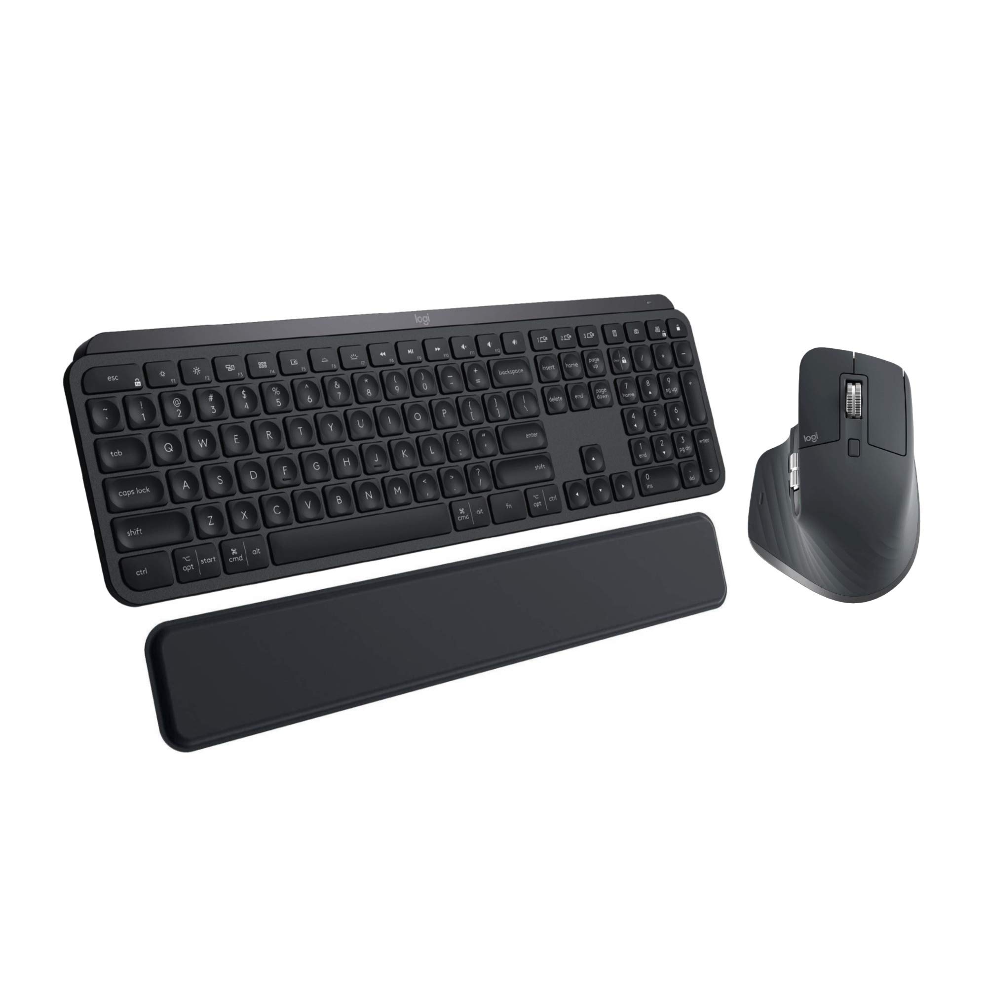 Logitech MX Keys Wireless Illuminated Keyboard (Multi-OS) Bundle with MX Master 3 Advanced Wireless Mouse for Mac and MX Palm Rest